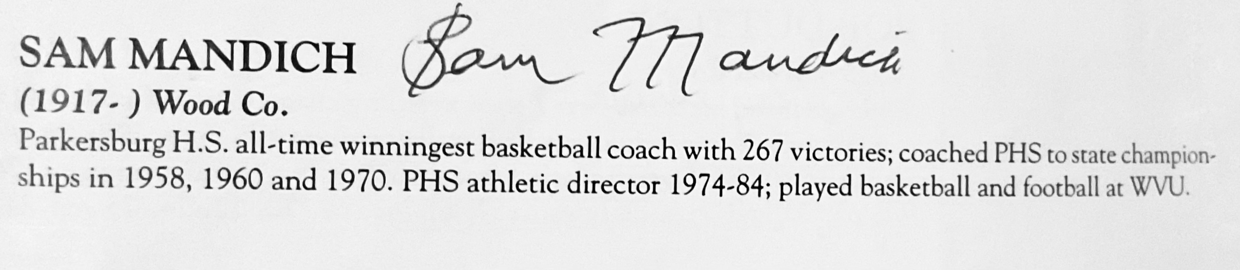 Sam Mandich – Class of 1998 – Mid-Ohio Valley Sports Hall of Fame