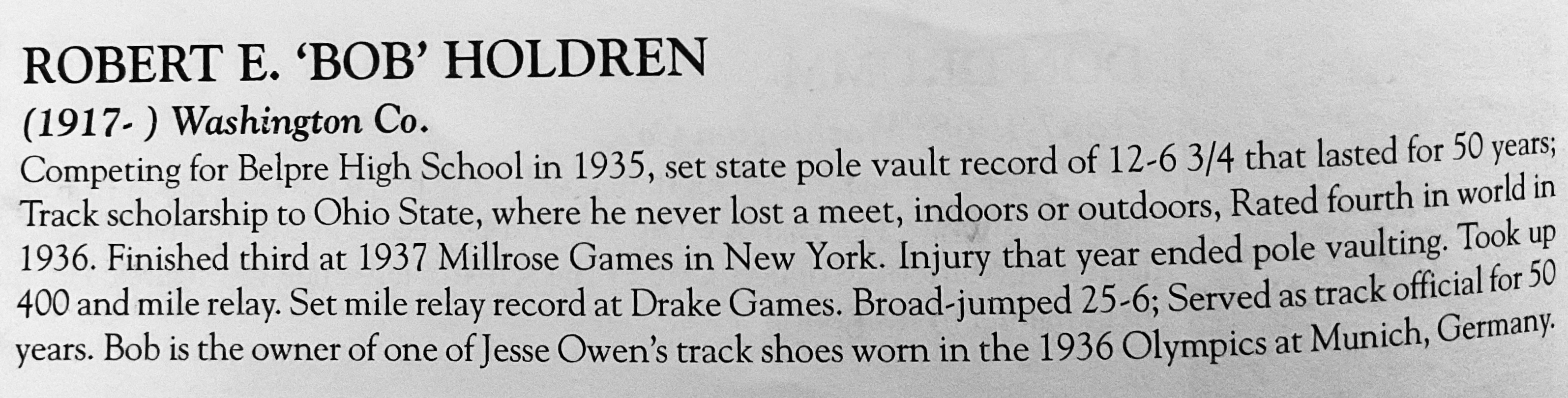 Robert E. ”Bob” Holdren – Class of 1999 – Mid-Ohio Valley Sports Hall ...