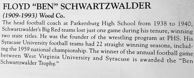 Floyd ”Ben” Schwartzwalder – Class of 2000 – Mid-Ohio Valley Sports ...