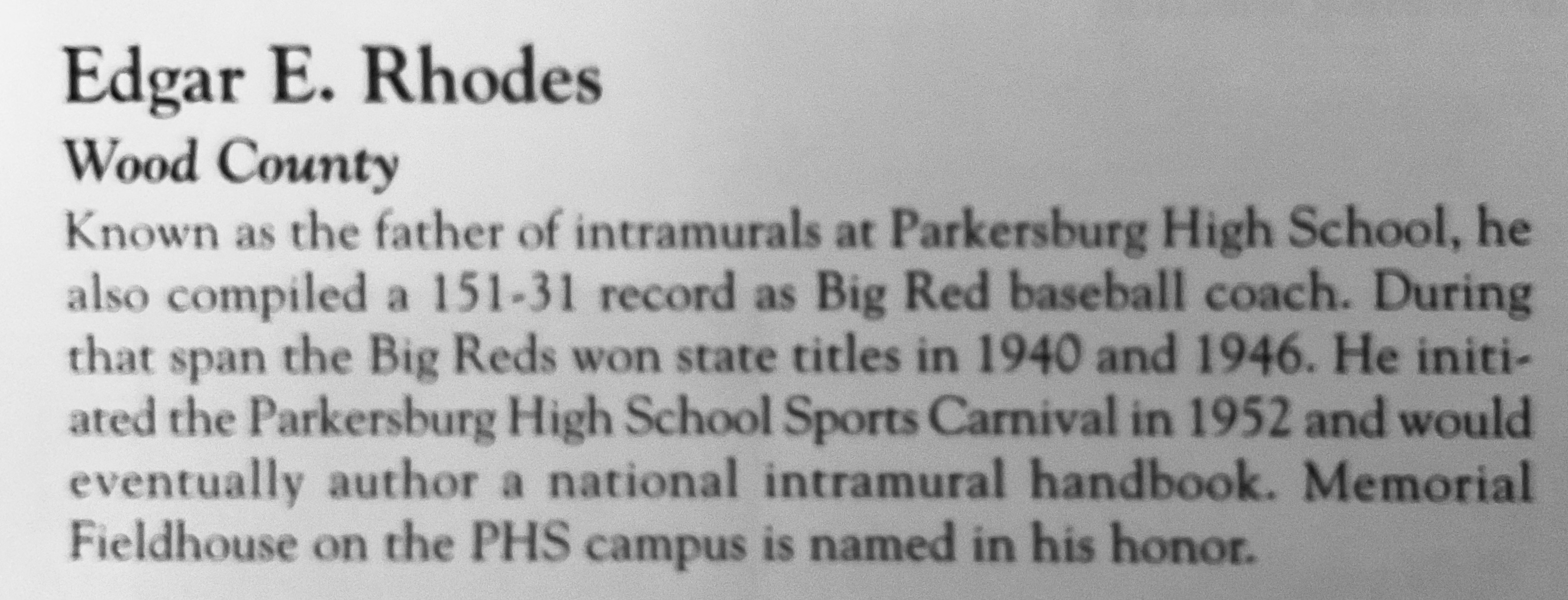 Edgar E. Rhodes – Class of 2002 – Mid-Ohio Valley Sports Hall of Fame