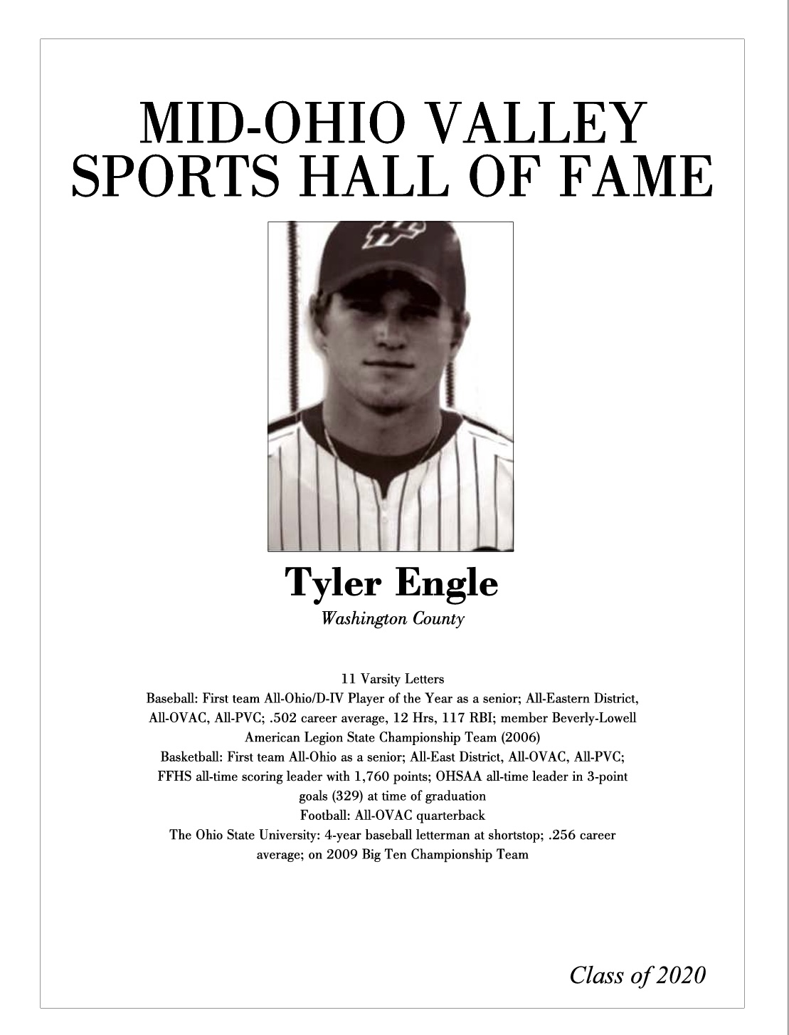 Tyler Engle – Class of 2020 – Mid-Ohio Valley Sports Hall of Fame