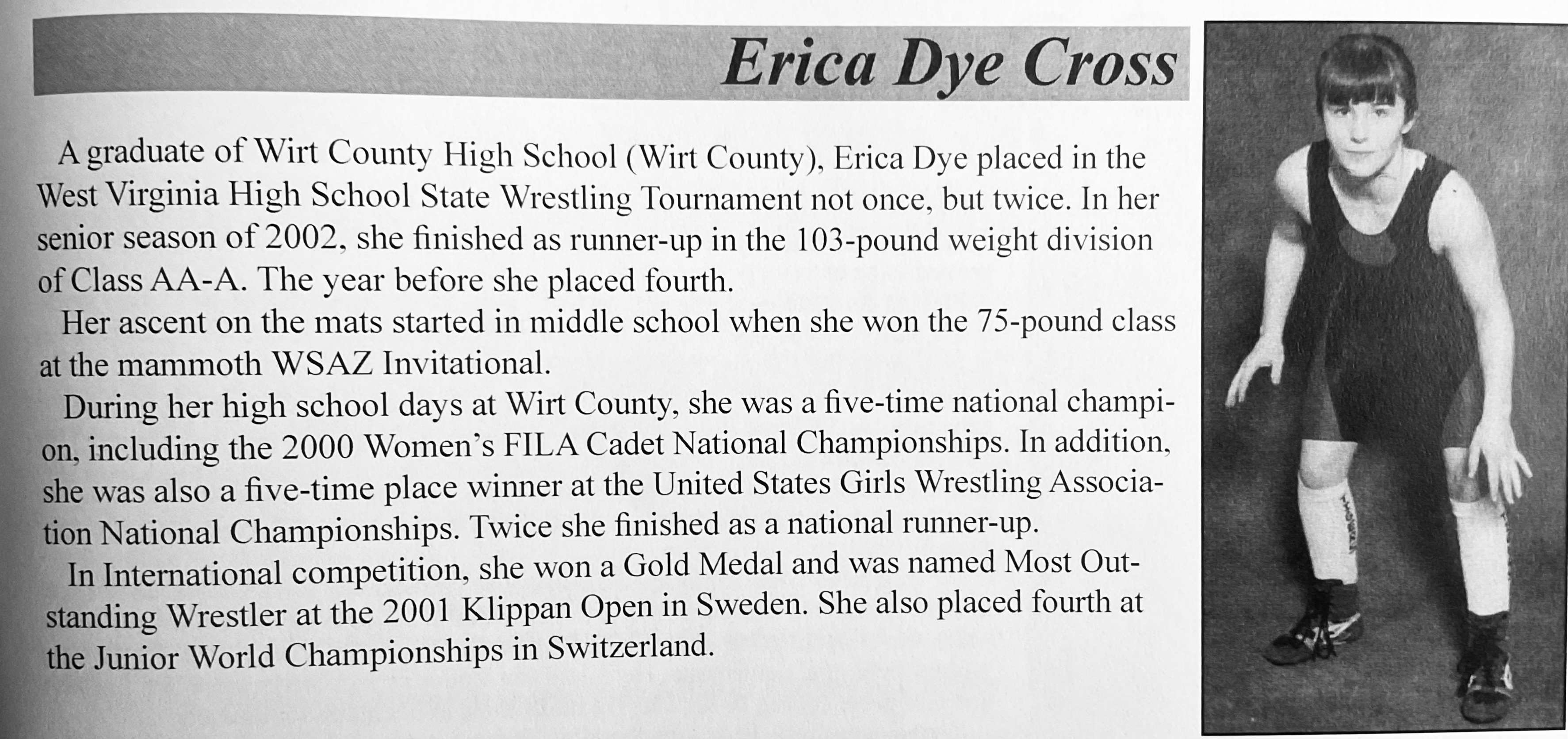 Erica Dye Cross – Class of 2022 – Mid-Ohio Valley Sports Hall of Fame