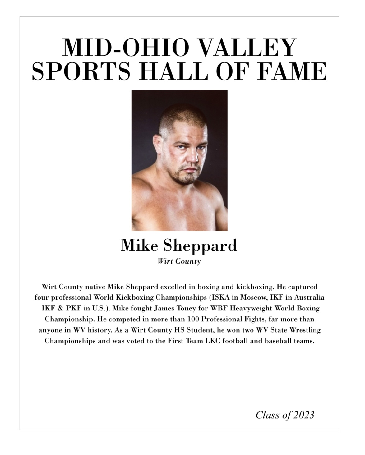 Mike Sheppard – Class of 2023 – Mid-Ohio Valley Sports Hall of Fame