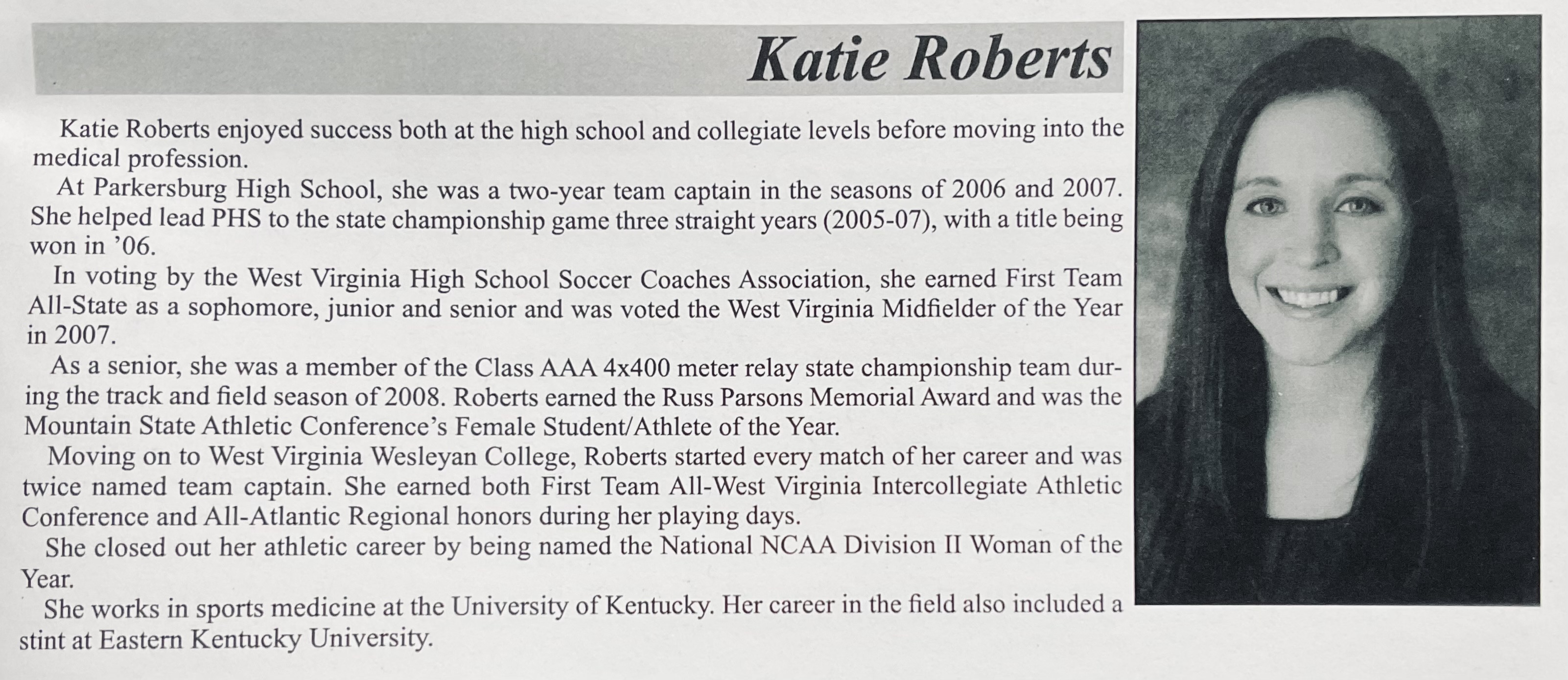 Katie Roberts – Class of 2023 – Mid-Ohio Valley Sports Hall of Fame